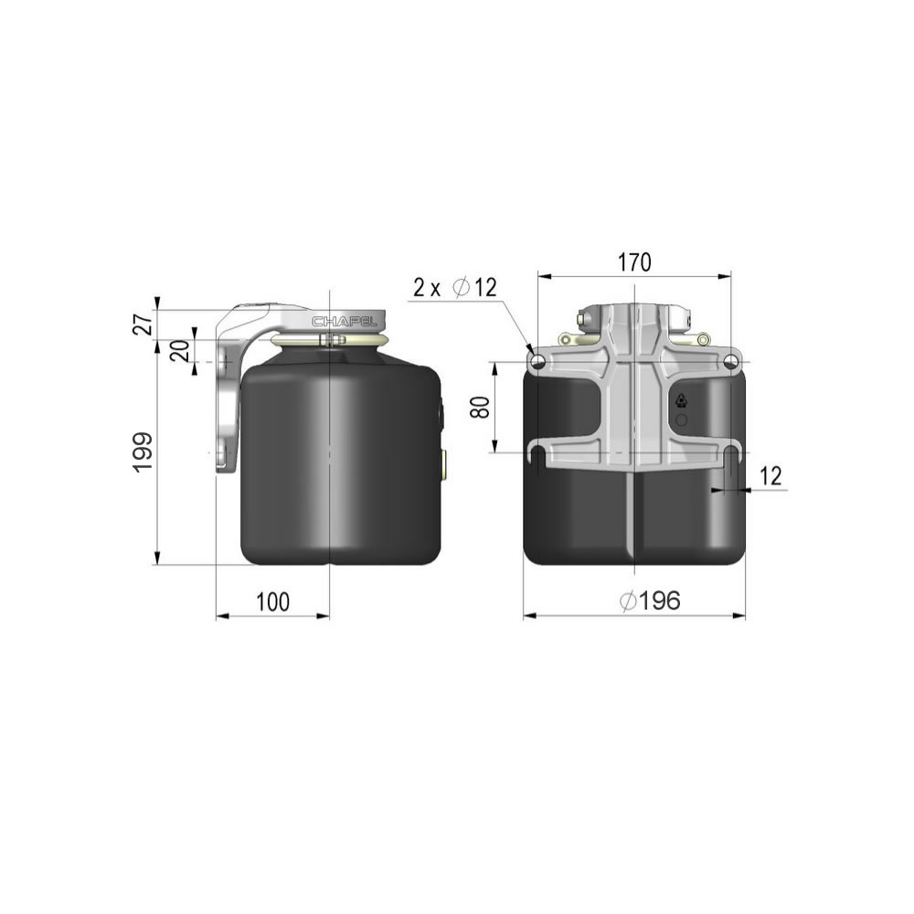 Öltank 4 Liter aus Kunststoff mit Adapter und Halter